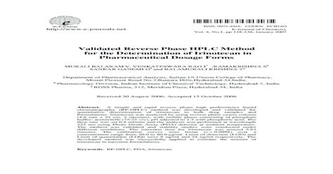 Validated Reverse Phase Hplc Method For The …