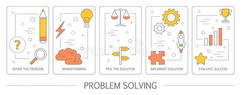 Problem Solving Process Template With Five Steps Stock Vector Illustration Of Option Path