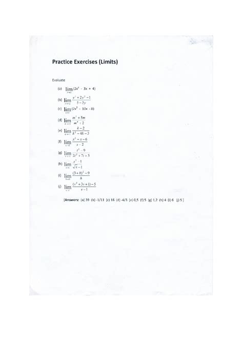 Stfm125 Practice Exercises Limits Of Functions 2024 Practice Exercises Limits Evaluate