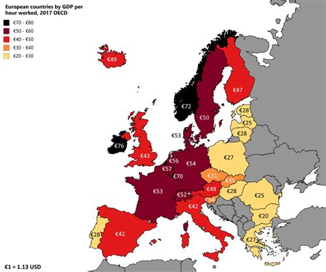 Labour Productivity Levels In Europe 2017 Europe