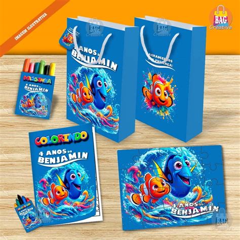 Kit Completo Sacolinha 3 Personalizado Nemo E Dori Elo7