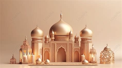 3d 골드 모스크 랜턴 연단과 초승달 장식으로 우아한 라마단 카림 인사말 배경 연단 배경 라마다 배경 라마단 배경 이미지 Hd 연단 라마다 라마단 배경 사진 무료