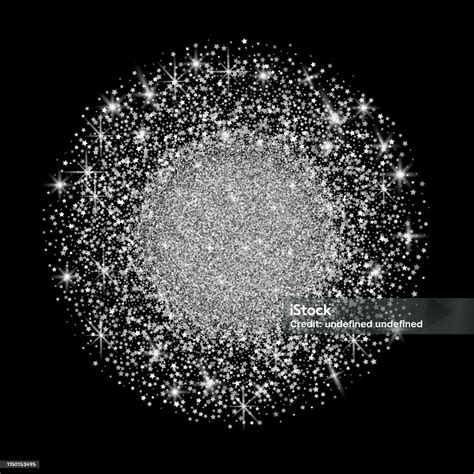 별과 반짝이의 둥근 은색 모양 떨어지는 별과 어두운 배경에 반짝이 별 색종이 크리스마스 새 해 축 하 휴일 인사말 카드 초대장 금속의에 대한 스톡 벡터 아트 및 기타 이미지
