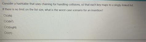 Solved Consider A Hashtable That Uses Chaining For Handling
