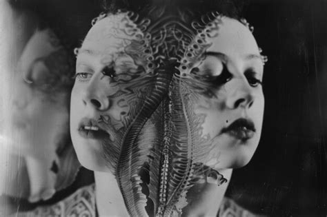 Black And White Captivating Image Of A Womans Face Reflecting In A Mirror Creating A Mesmerizing