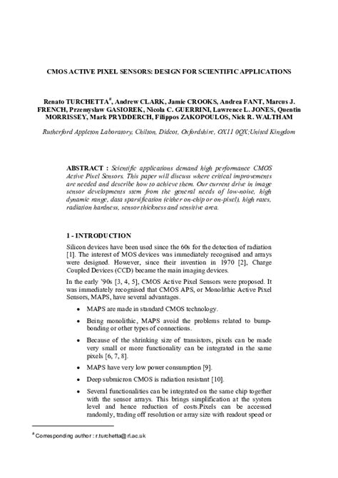 Pdf Cmos Active Pixel Sensors Design For Scientific Applications