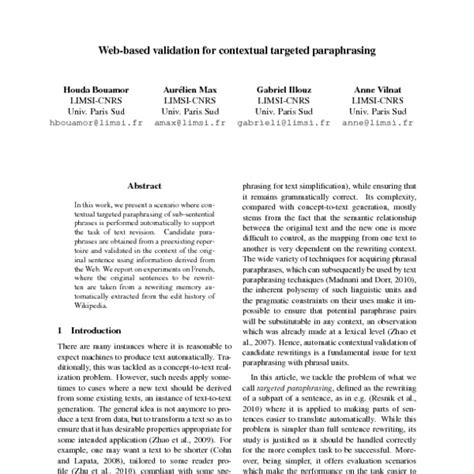 Web Based Validation For Contextual Targeted Paraphrasing Acl Anthology
