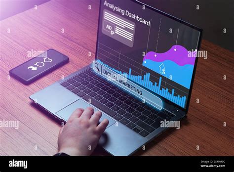 Analyst Uses Laptop And Dashboard For Data Business Analysis Data