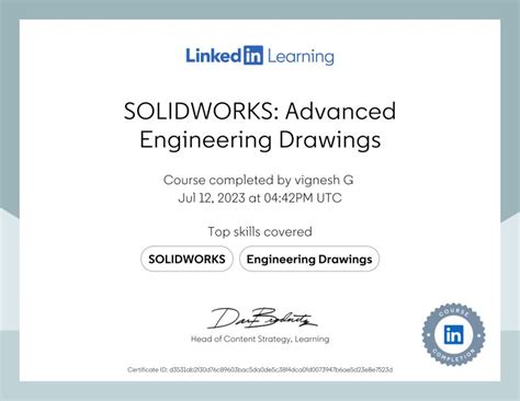 vignesh g on linkedin certificate of completion