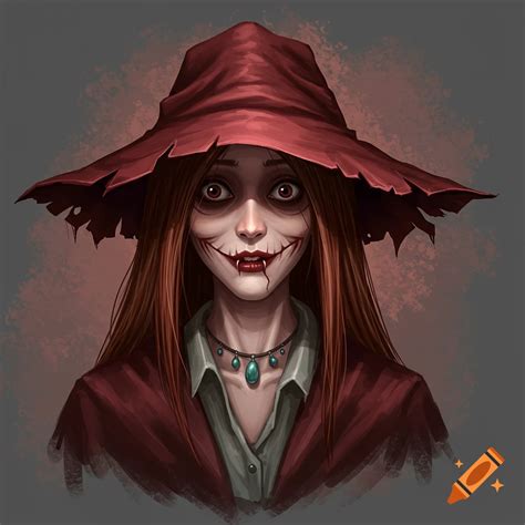 Portrait Illustration Of A Creepy Character With A Wide Grin Sharp