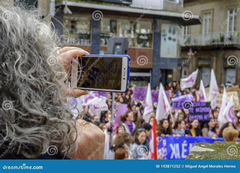 Feminist Demonstration In Pontevedra Spain Editorial Photography