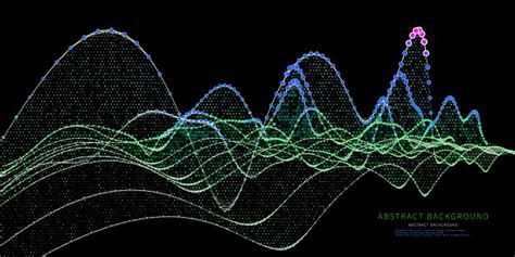 검정색에 곡선의 Pointsc에서 추상적인 배경색 그래프 기술 개념 가상 포인트 데이터 비즈니스 과학 및 기술 데이터 분석을 위한 Banner 빅 데이터 0명에 대한 스톡