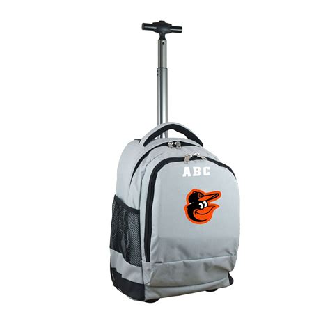 Baltimore Orioles Mojo Gray 19 Personalized Premium Wheeled Backpack