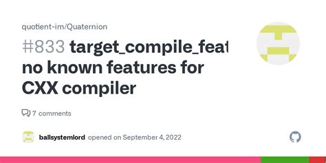 Targetcompilefeatures No Known Features For Cxx Compiler · Issue 833