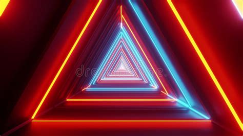 Loop Vj Animation Background Triangular Neon Tunnel With Blue And Orange Lights Stock Video