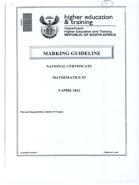 2012 April N3 Mathematics Memo Pdf