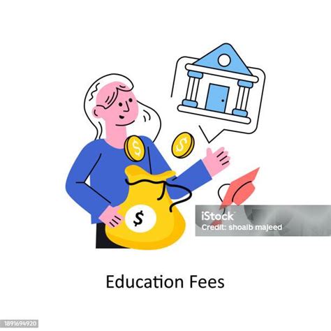 교육비 벡터 채워진 개요 디자인 그림입니다 흰색 배경의 기호 Eps 10 파일 건축물에 대한 스톡 벡터 아트 및 기타 이미지
