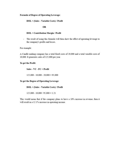Formula Operating Leverage Pdf