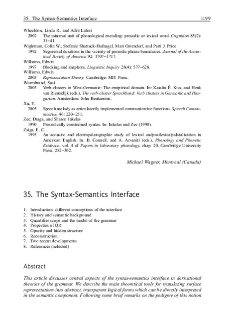 Pdf The Syntax Semantics Interface