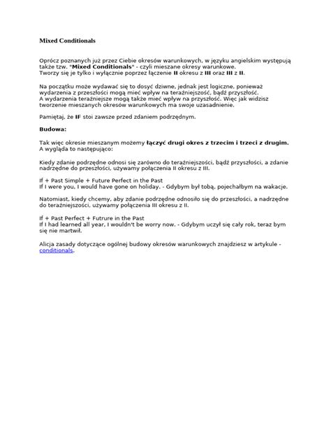 Mixed Conditionals Pdf