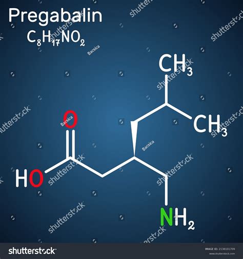 Pregabalin Molecule Anticonvulsant Anxiolytic Drug Used Stock Vector
