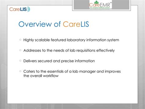 Laboratory Information Systems Lis Software Ppt Computing