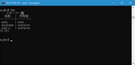 Postgresql 作成済みのスキーマ一覧を表示する