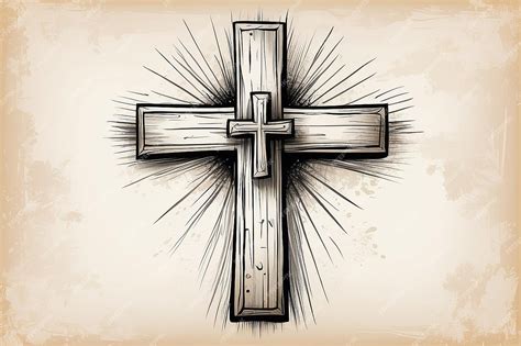 Cruz Cristiana De Madera Símbolo De Pascua Del Cristianismo Dibujo