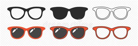 Vector Flat Frame Glasses Icon Set Sunglasses Vintage Eyeglasses