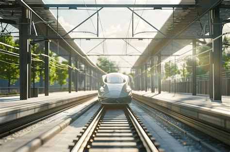 Premium Photo Futuristic Super High Speed Railway With Cuttingedge
