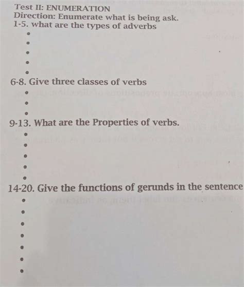 Test Ii Enumeration Direction Enumerate What Studyx