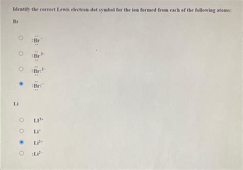 Solved Identify The Correct Lewis Electron Dot Symbol For
