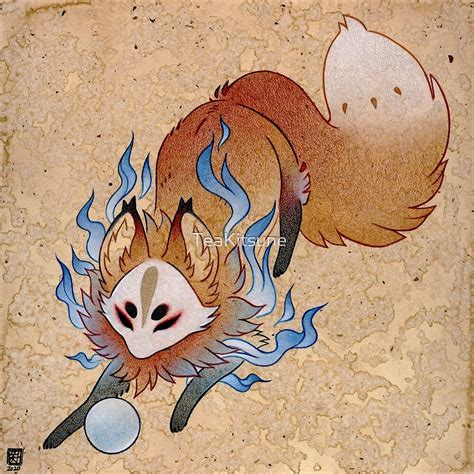 Little Wisp Teakitsune Fox Yokai By Teakitsune Redbubble