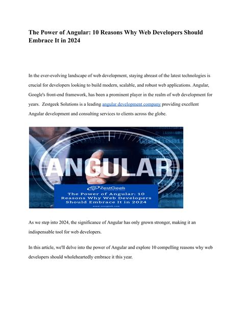 The Power Of Angular 10 Reasons Why Web Developers Should Embrace It