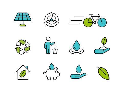Solar Water Heater Outline Icon Drawing Set Vector Image