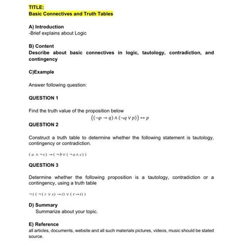 Solved A Introduction Brief Explains About Logic B