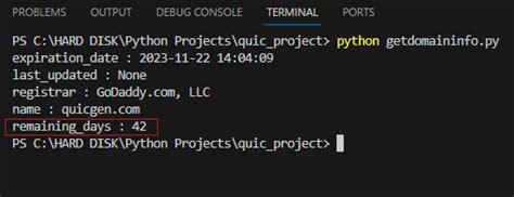 Calculate Remaining Days Of Domain Using Whois Python Module