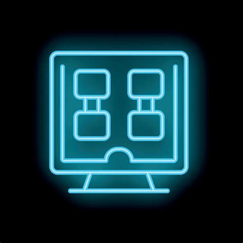 neon icon of computer displaying flowchart representing programming and software development