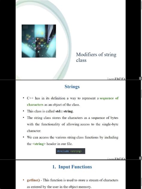 13 Cpp Modifiers Of String Class Pdf