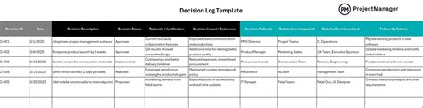 Decision Log Template For Excel Free Download