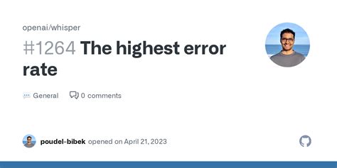 The Highest Error Rate · Openai Whisper · Discussion 1264 · Github
