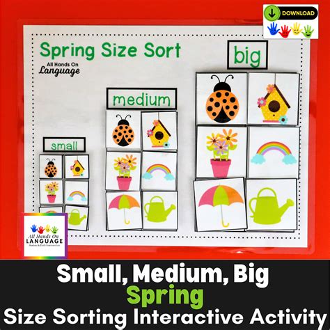 Spring Size Sorting Activity Sort Small Medium Big Pictures W