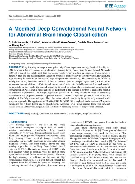 PDF A Modified Deep Convolutional Neural Network For Abnormal Brain Image Classification
