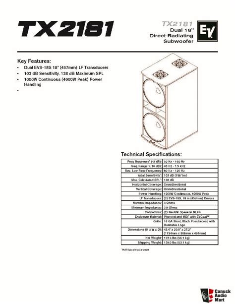 electro voice tx 2181 dual 18 subwoofer direct radiating photo 2485421 canuck audio mart
