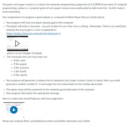 Solved The Game Rock Paper Scissors Is A Classic First