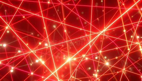Abstract Network Of Glowing Red Lines And Spheres In A Dark Space Stock Illustration