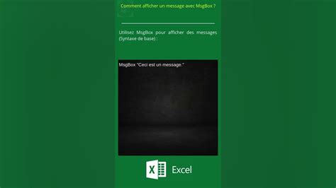 3 Comment Afficher Un Message Avec Msgbox 1 En Vba Excel Youtube