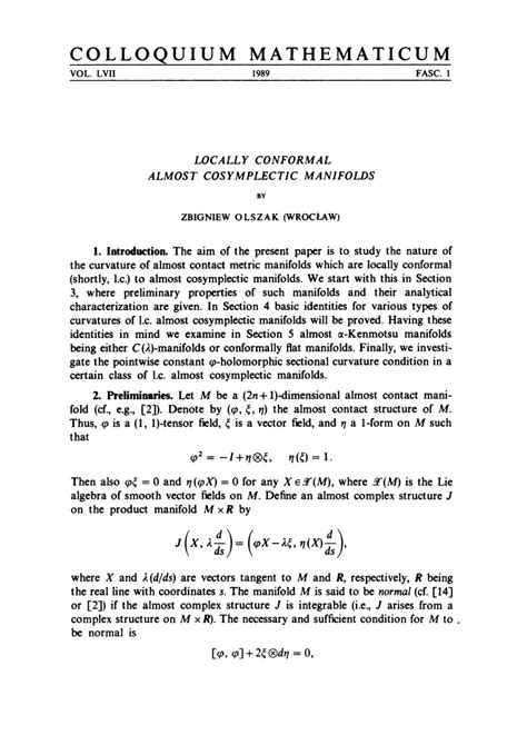 Pdf Locally Conformal Almost Cosymplectic Manifolds
