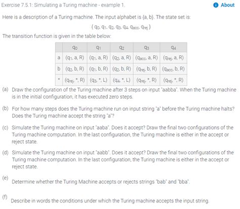 About Exercise 751 Simulating A Turing Machine