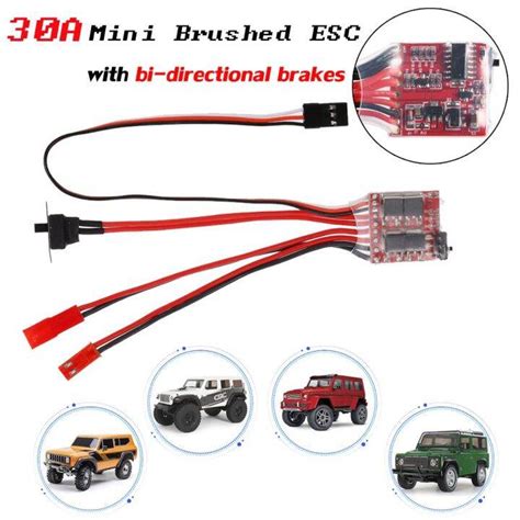 30a Brushed Esc Rc Mini Forward Reverse Brake Dual Way Motor Speed Controller For 1 16 1 18 1 24